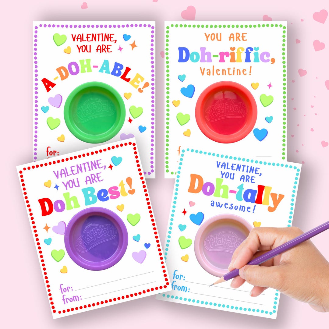 Playdoh Valentines, Printable Valentine Cards, Non-candy Valentine ...
