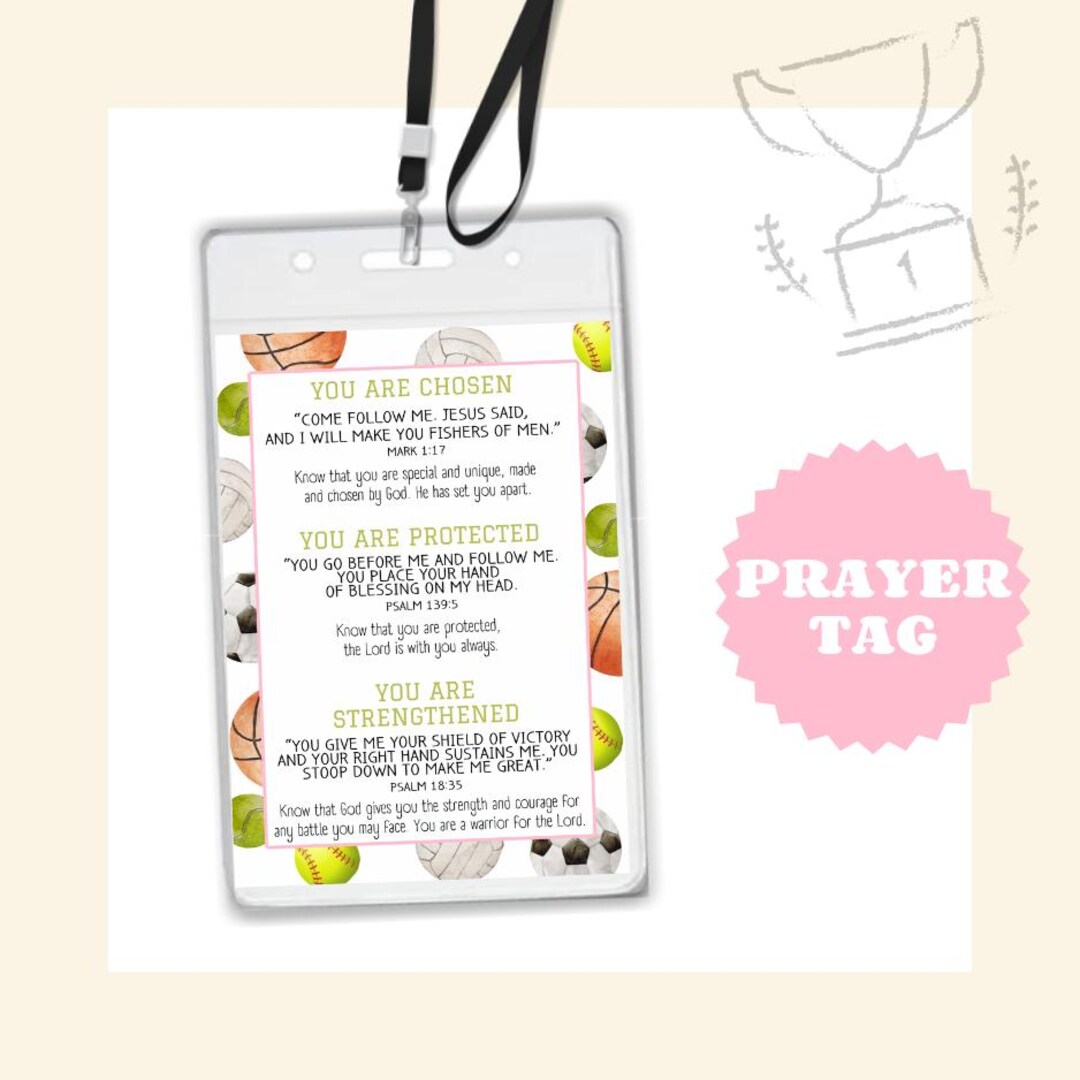 Prayer Tag | Backpack Blessings Tag | GIRL SPORTS Prayer Tag | Church ...