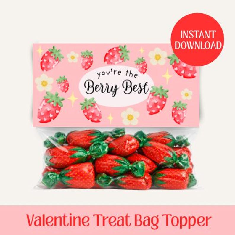 PRINTABLE I'm so BERRY Glad We're Friends, Happy Valentine's Day Tag ...