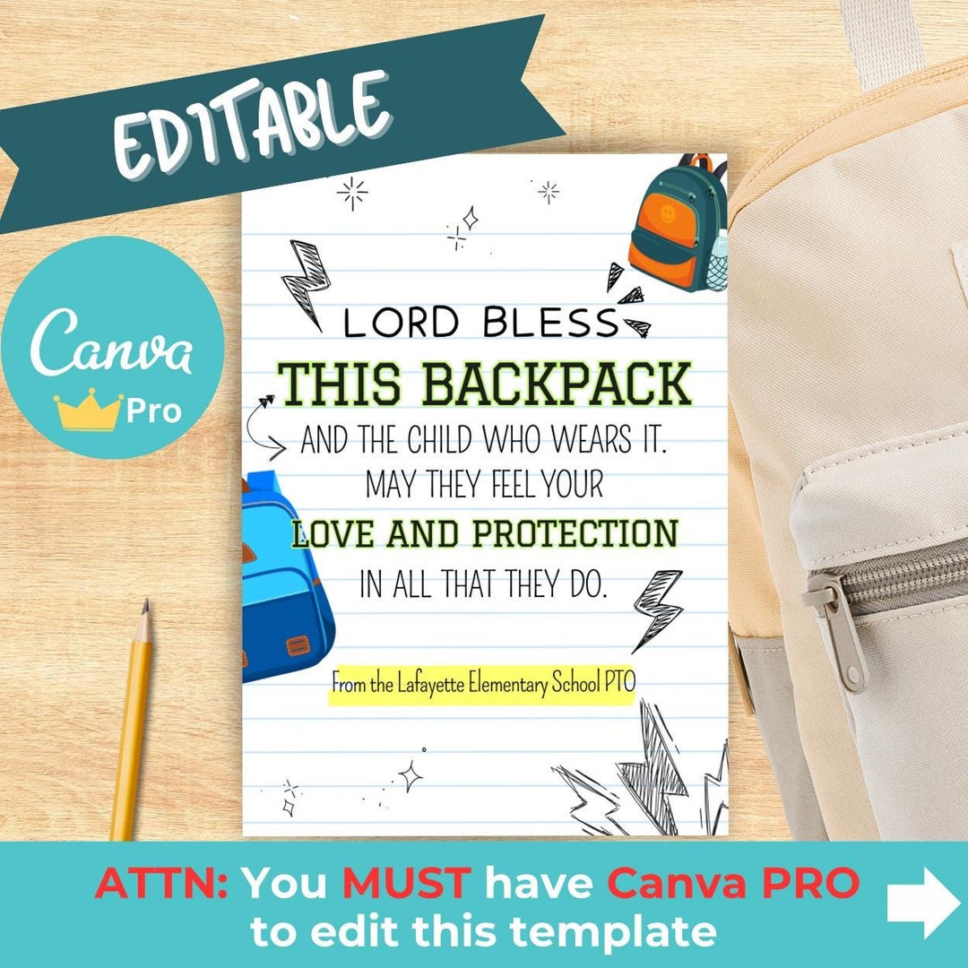 Editable Backpack Blessing Tag | Church Printable | Religious Tags ...