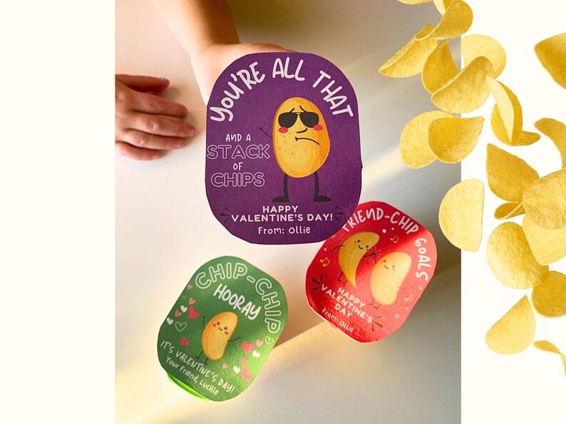 Editable Chips Kids Valentines Printable - for Snack Chip Cup, Kids ...
