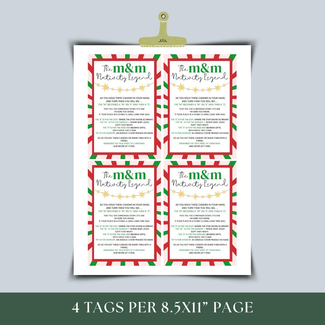 INSTANT DOWNLOAD M&M Nativity Legend Christmas Printables, Gift Tags ...