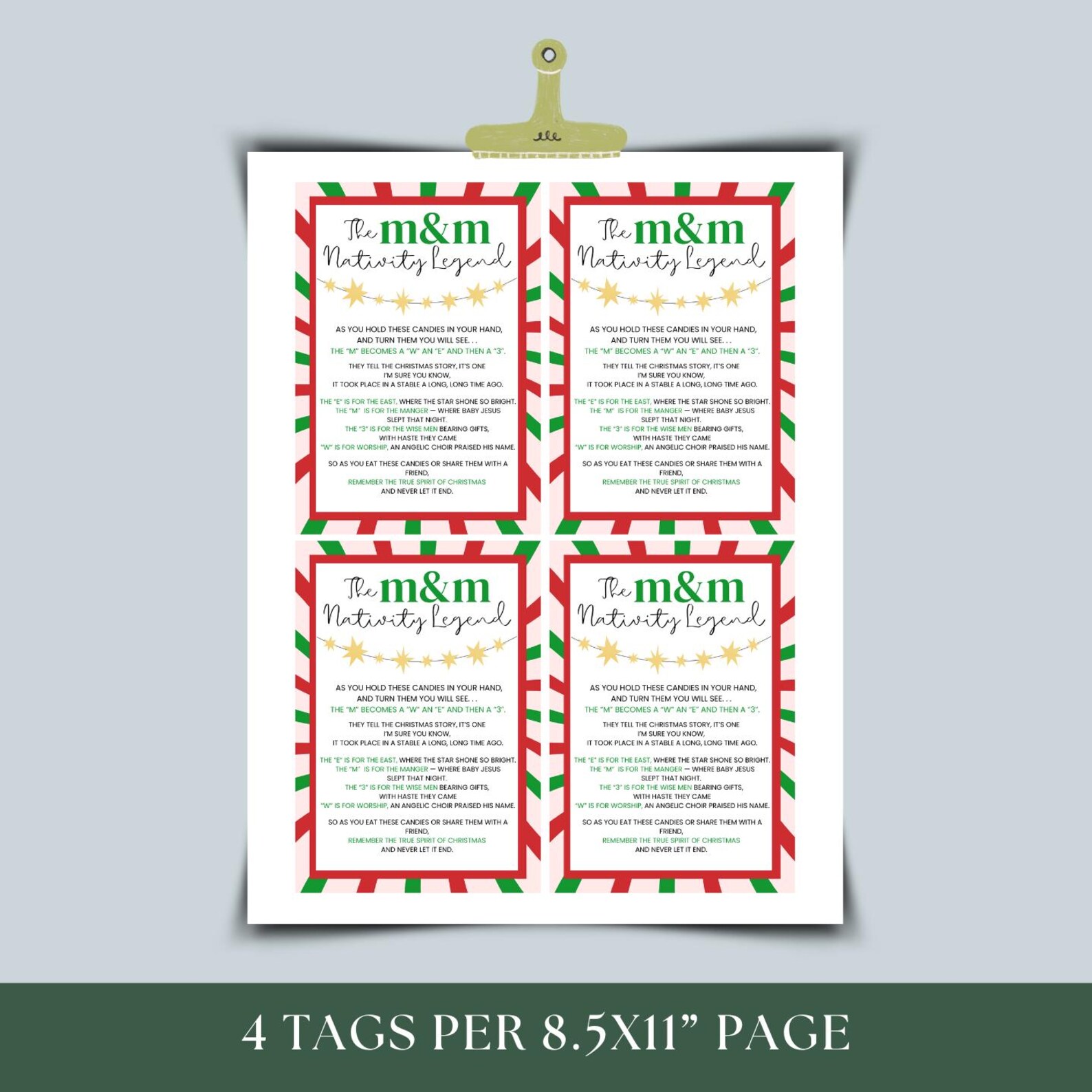 INSTANT DOWNLOAD M&M Nativity Legend Christmas Printables, Gift Tags ...