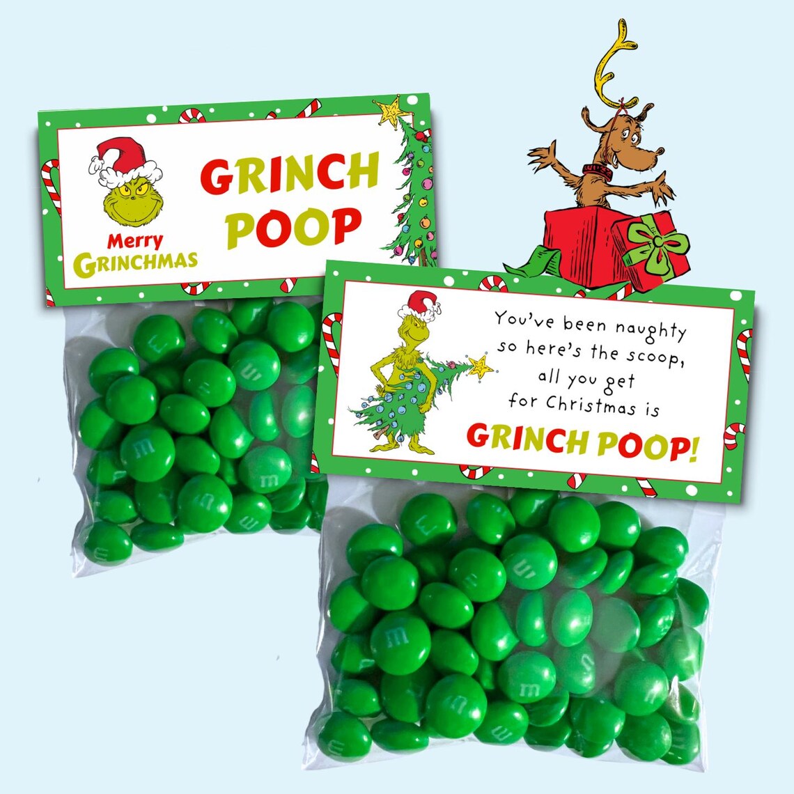 Grinch Poop Printable, Treat Bag Topper, Christmas Candy Bag Topper ...