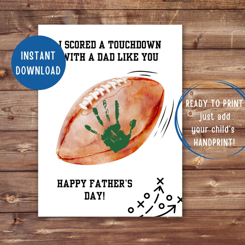 Father’s Day Handprint Craft | PRINTABLE | FOOTBALL Father’s Day Craft ...