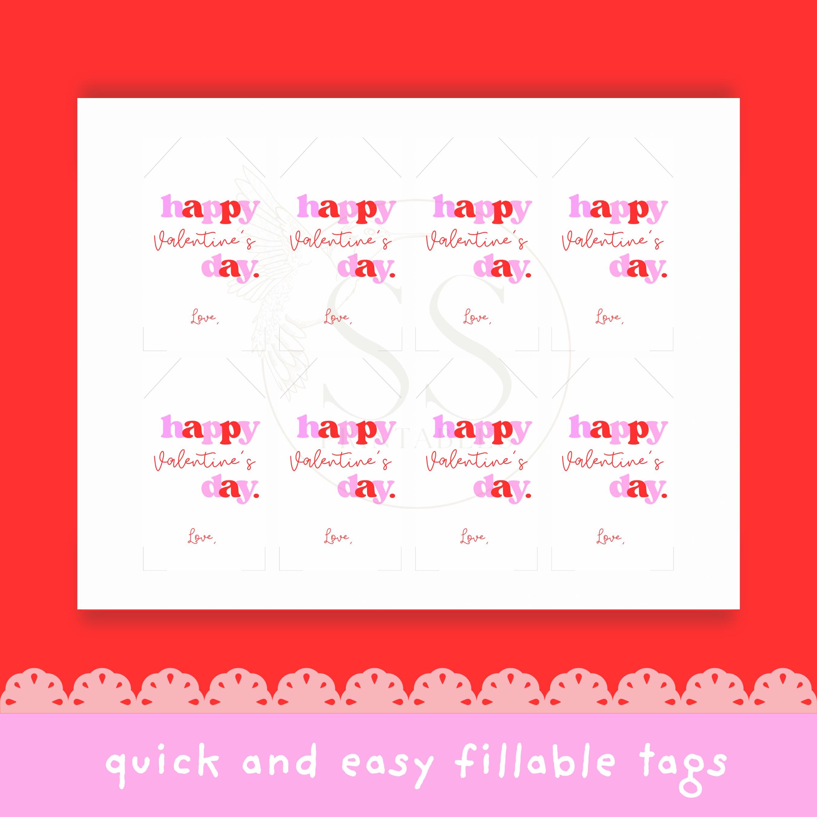 Editable Valentine's Day Tag Printable, Valentine's Day Hang Tag ...