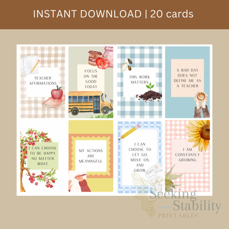 Printable Teacher Affirmation Cards | Teacher Inspiration Cards ...