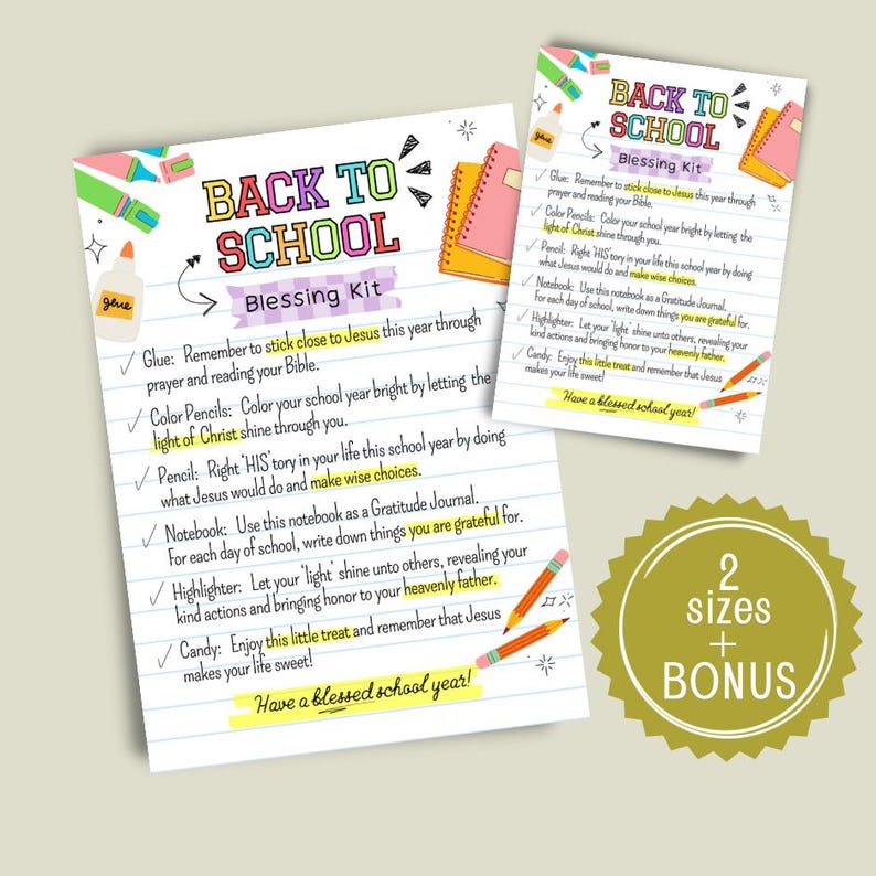 READY-TO-PRINT Back to School Blessing Kit Bundle | Back to School ...