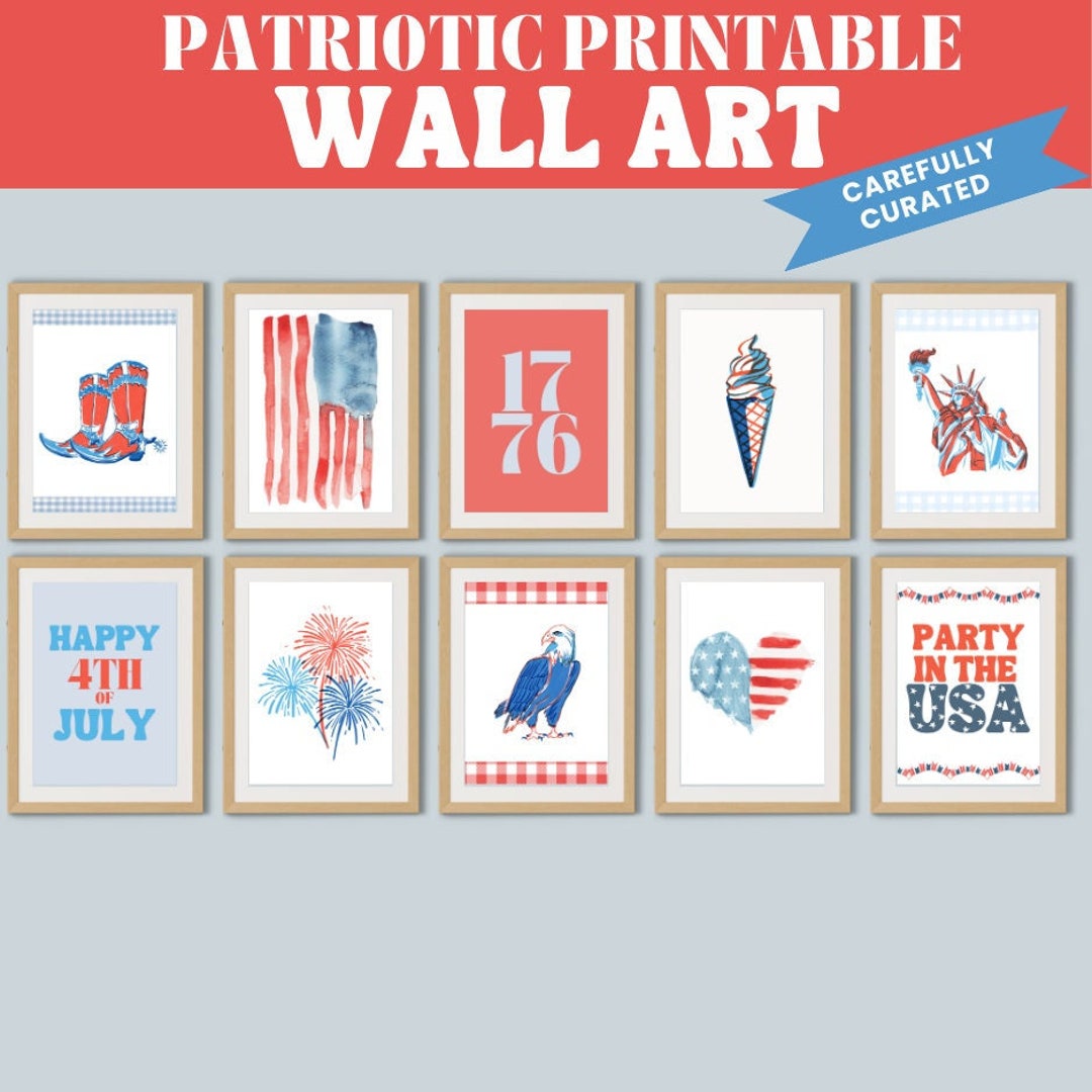 American Flag Printable Art | Memorial Day Art Prints | Fourth of July ...
