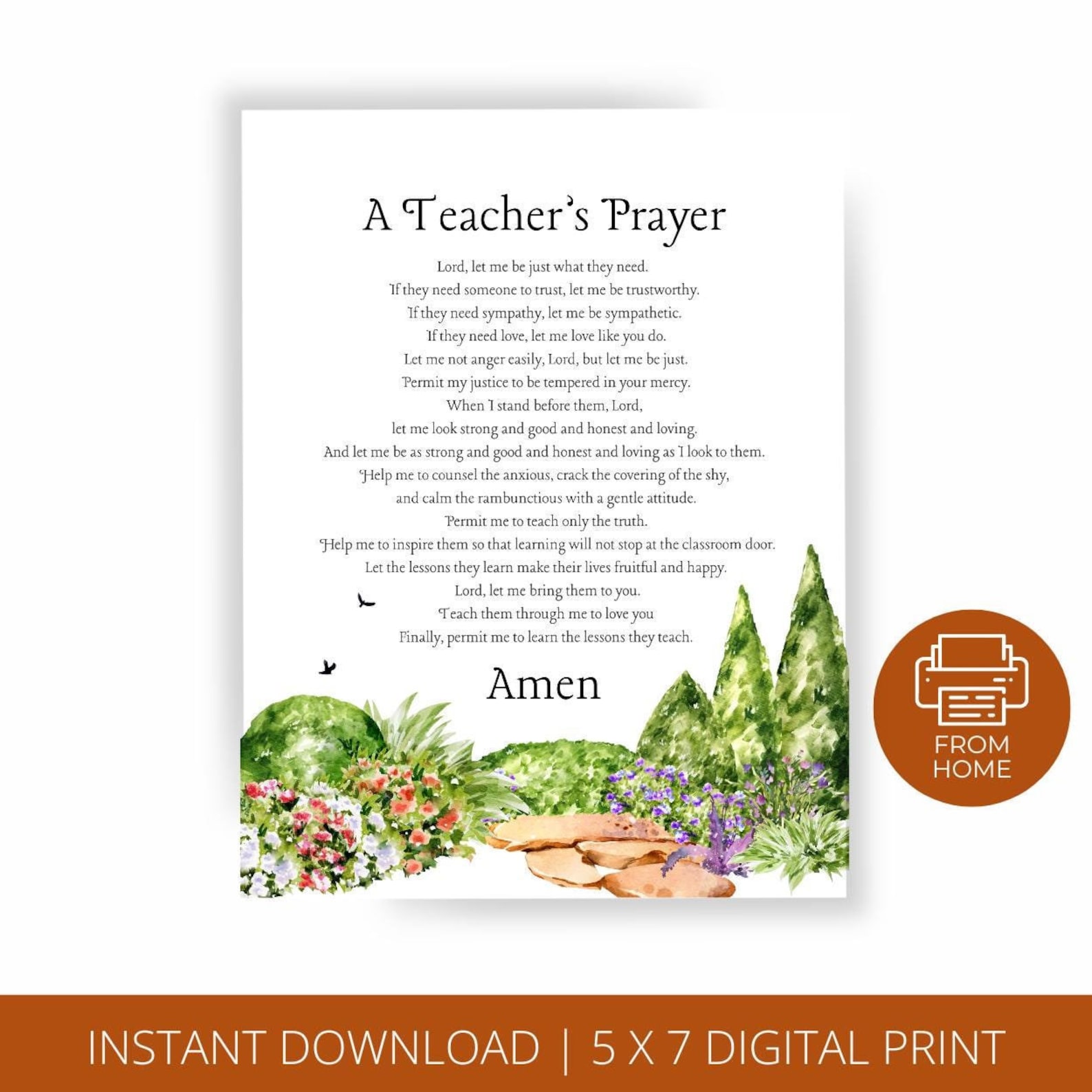 A Teachers Prayer Printable Teacher Appreciation Teacher Gift Wall Art ...