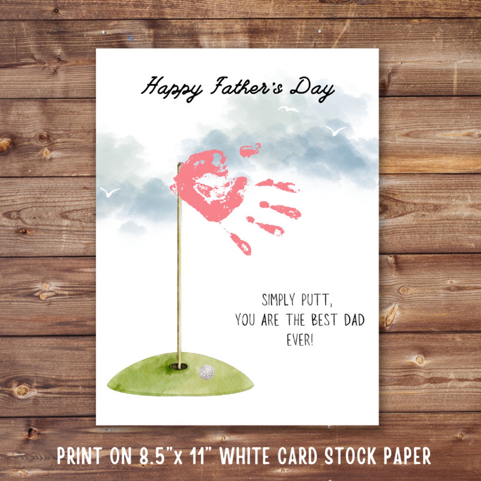 Fathers Day Handprint Craft PRINTABLE GOLF Fathers Day Craft Gift for ...