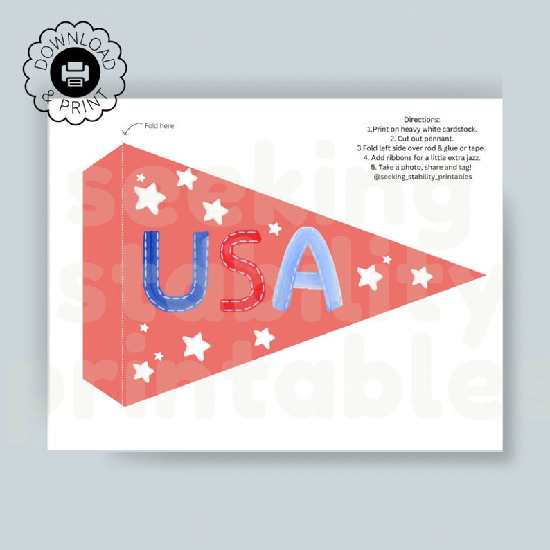 Patriotic Pennant Flags | Printable 4th of July Party Decor | Patriotic ...
