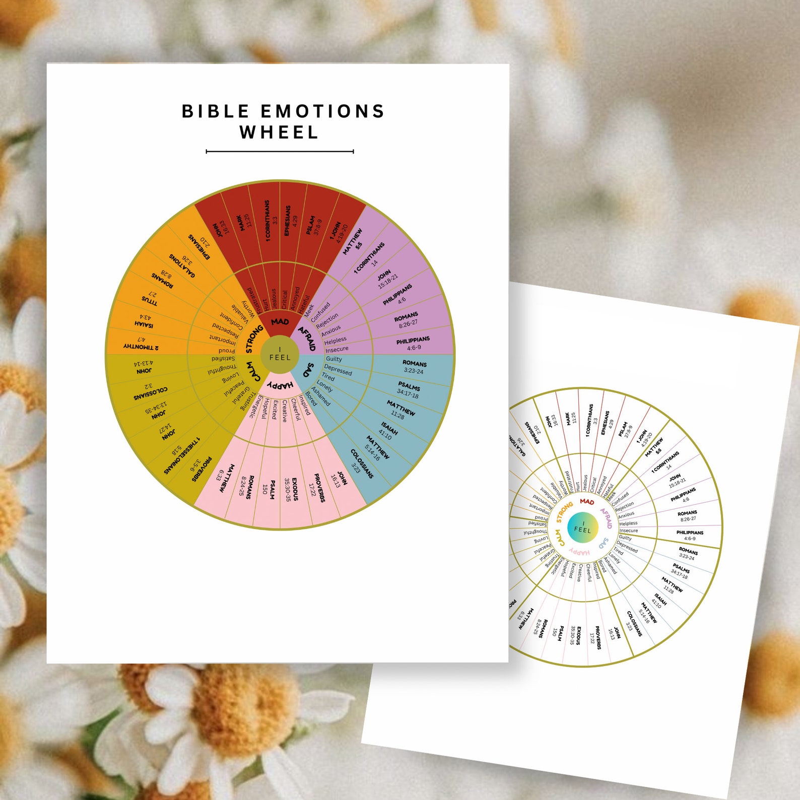 Bible Emotions Wheel, Christian Mental Health Therapy Tool (digital ...