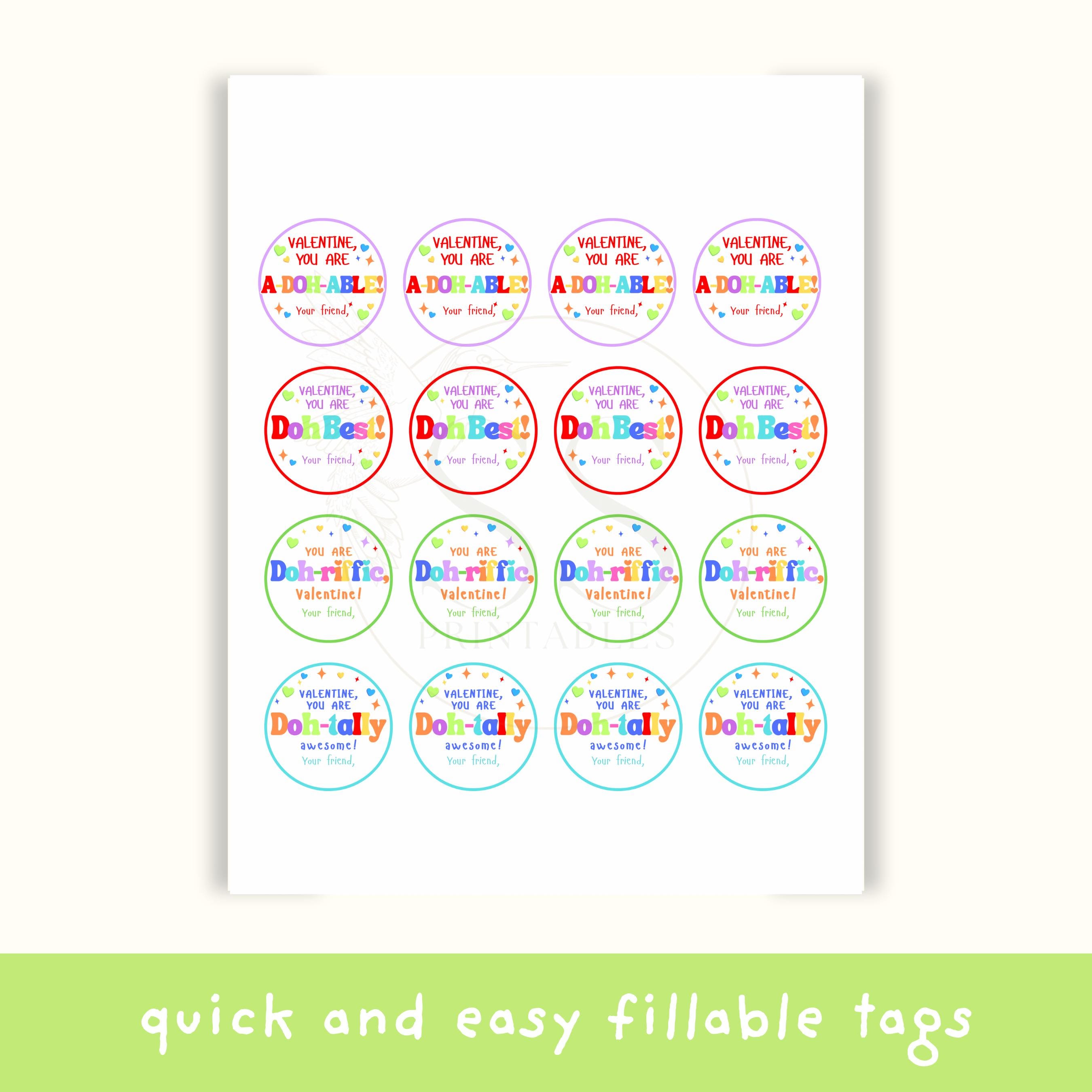 Editable Valentine's Day Play-doh Tag, Play-doh Valentine Gift Label ...