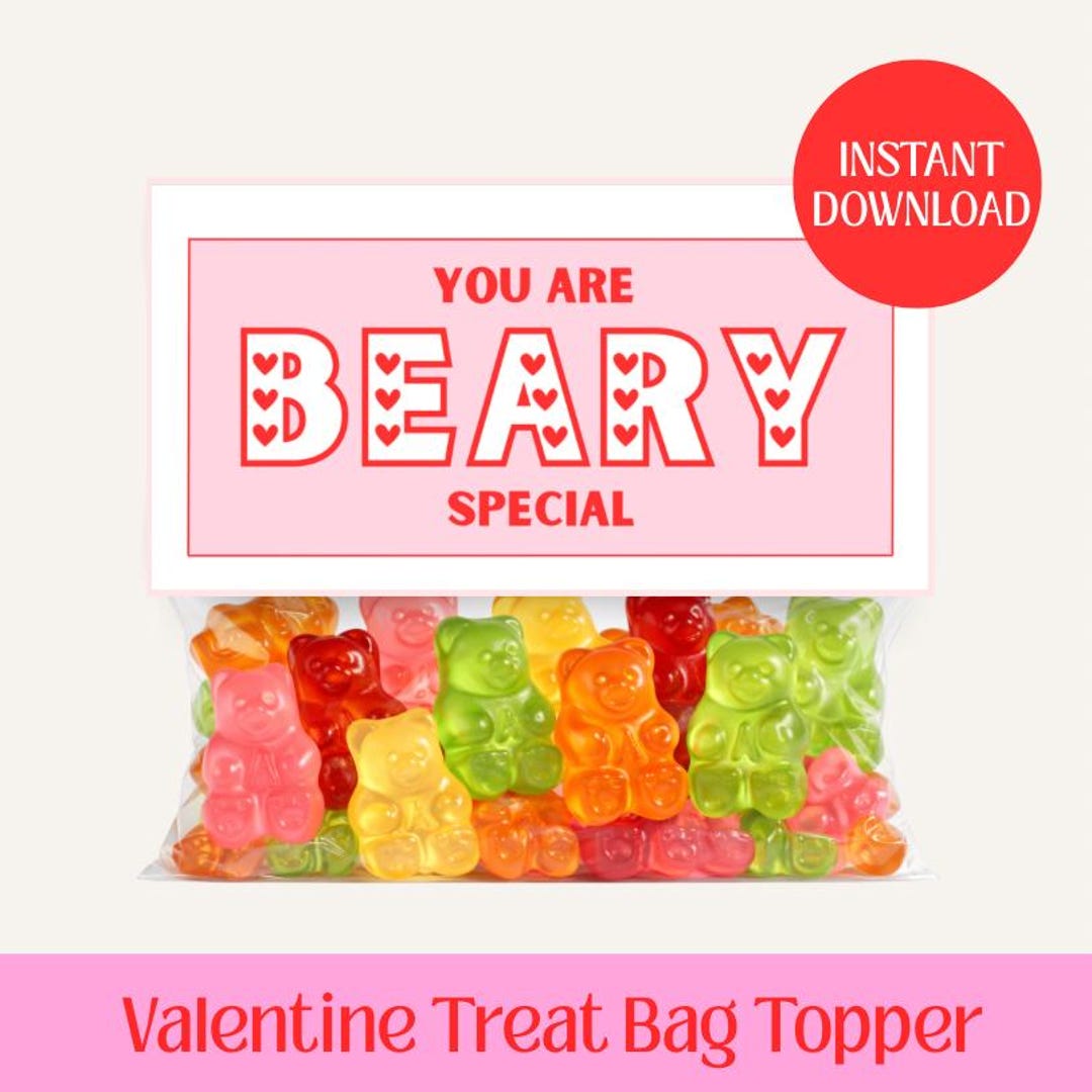 PRINTABLE Gummy Bear Valentine, Kids Classroom Printable (editable ...