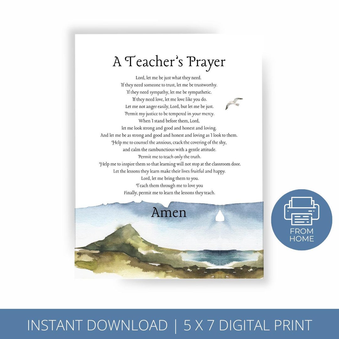A Teacher’s Prayer Printable | Teacher Appreciation | Teacher Gift ...