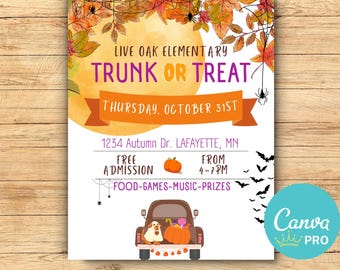Trunk or Treat Invitation, Kids Halloween Party, Editable Trunk or ...