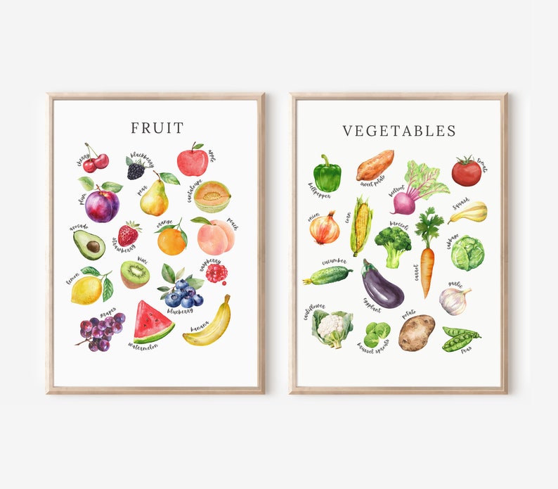 Vegetable and Fruit Print SET | Classroom Decor | Montessori Poster ...