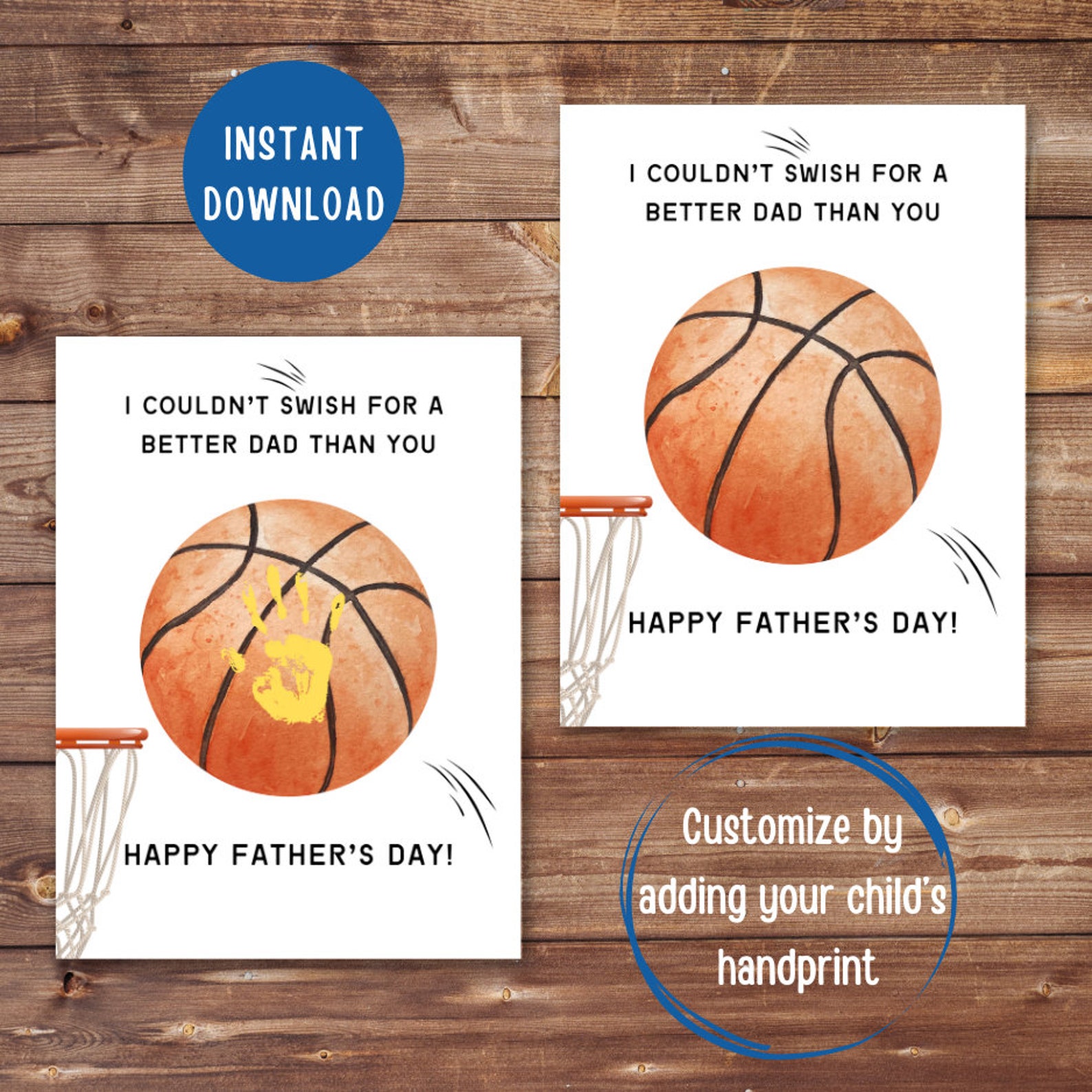Father’s Day Handprint Craft | PRINTABLE | BASKETBALL Father’s Day ...