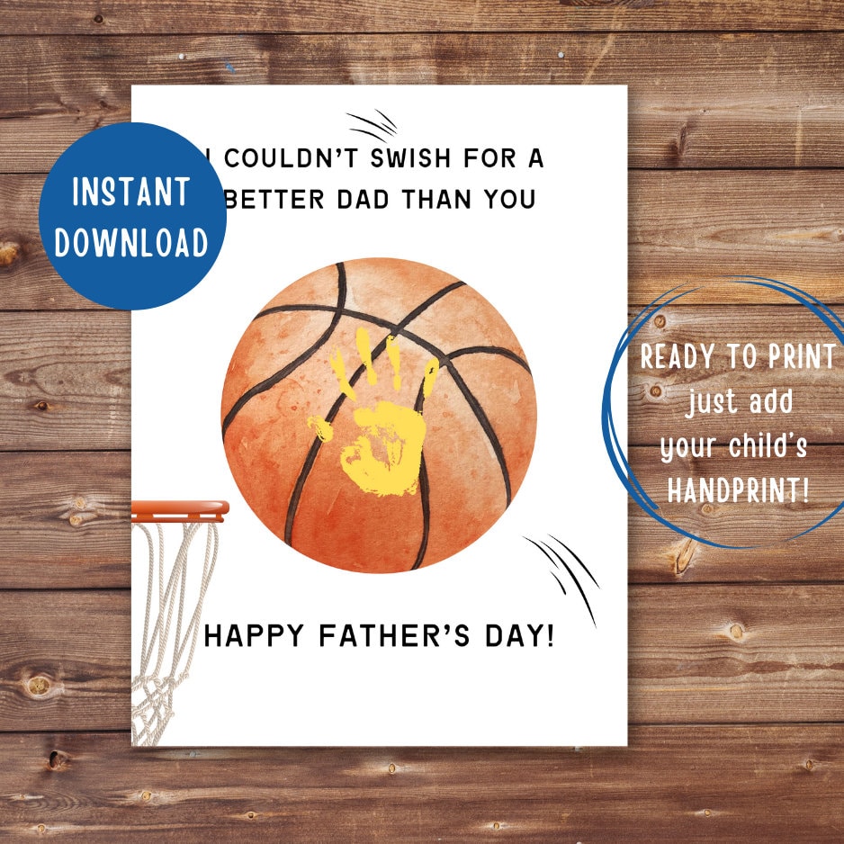 Father’s Day Handprint Craft | PRINTABLE | BASKETBALL Father’s Day ...