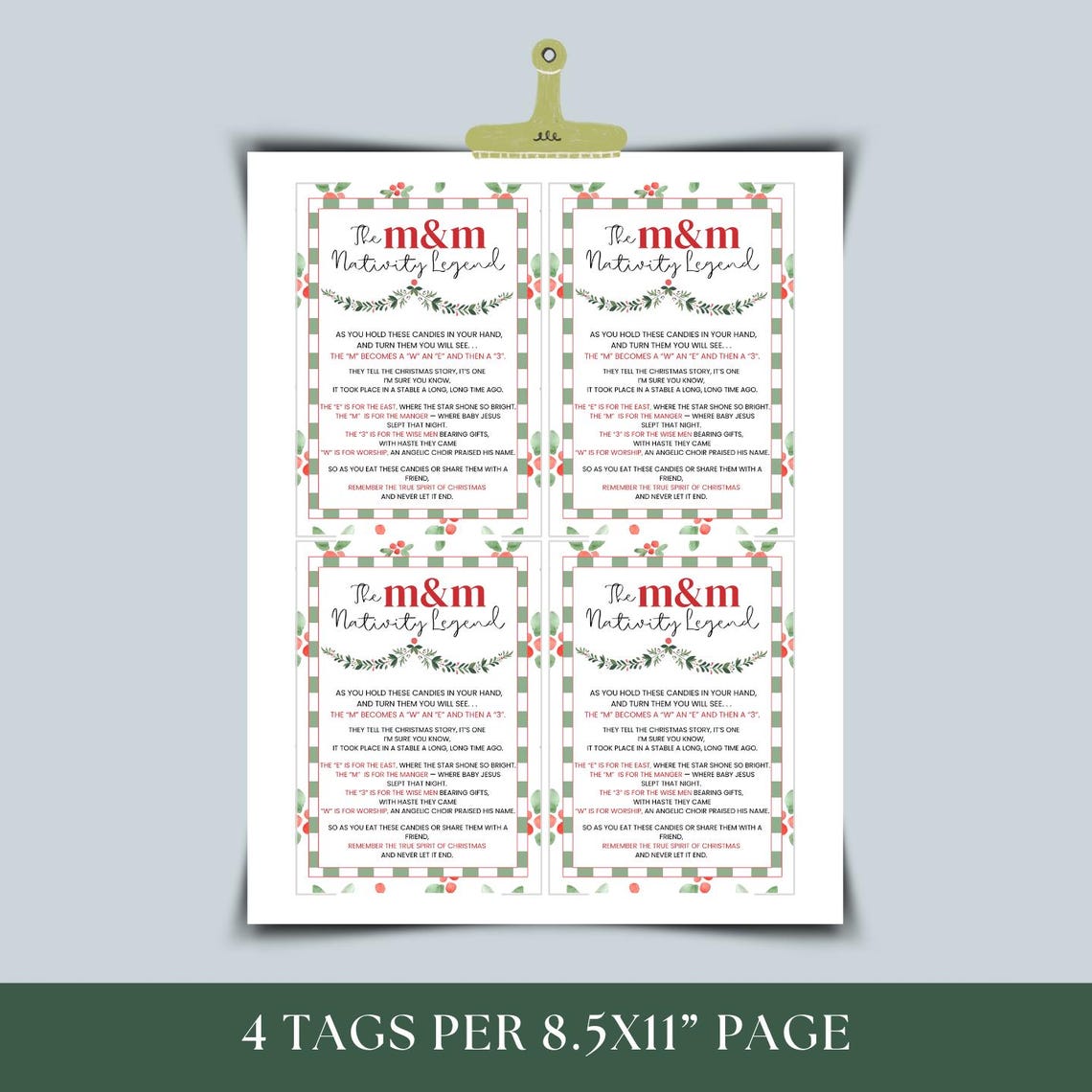INSTANT DOWNLOAD M&M Nativity Legend Christmas Printables, Gift Tags ...