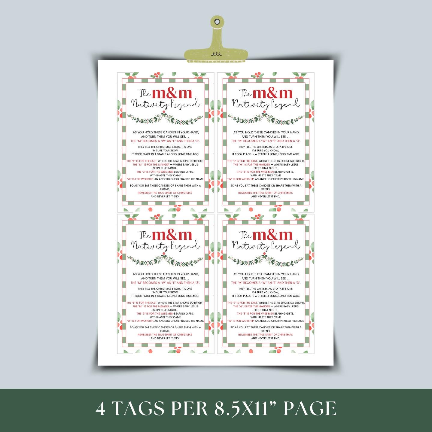 INSTANT DOWNLOAD M&M Nativity Legend Christmas Printables, Gift Tags ...