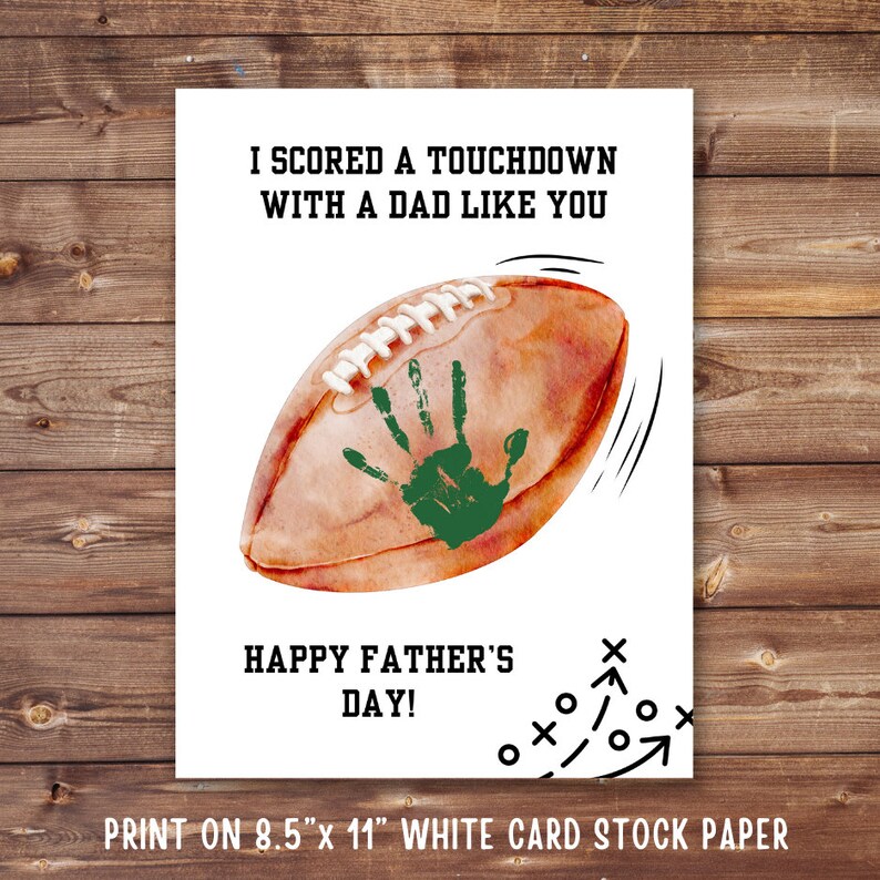 Father’s Day Handprint Craft | PRINTABLE | FOOTBALL Father’s Day Craft ...