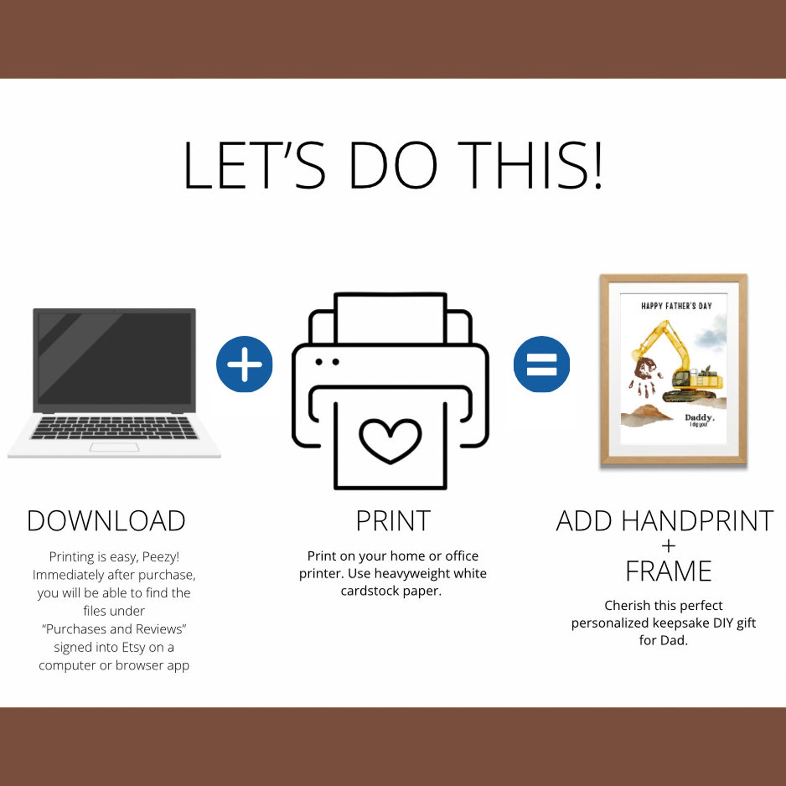 Father’s Day Handprint Craft | PRINTABLE | EXCAVATOR Father’s Day Craft ...