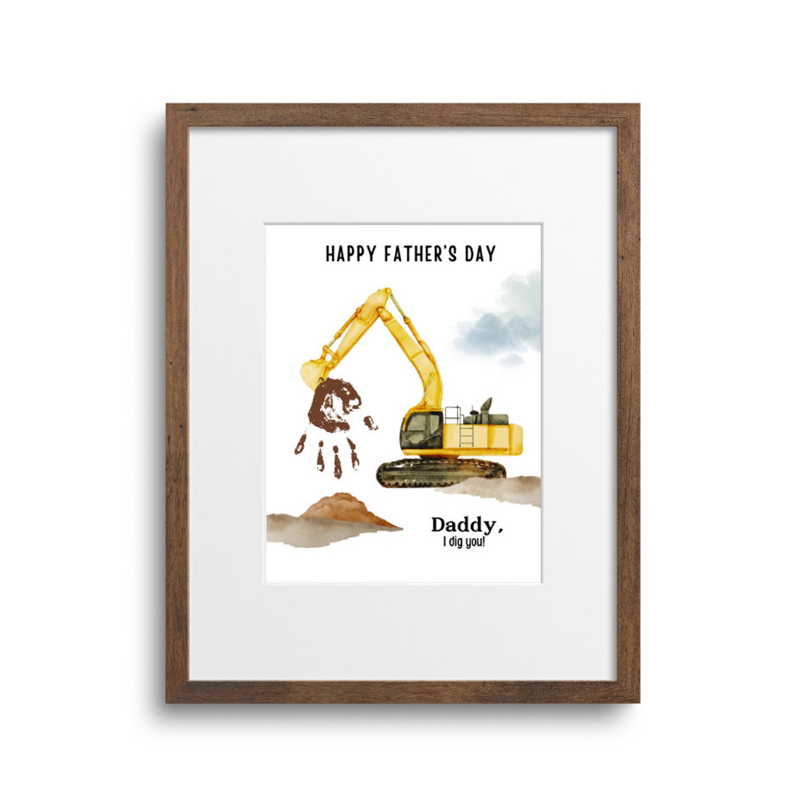 Father’s Day Handprint Craft | PRINTABLE | EXCAVATOR Father’s Day Craft ...