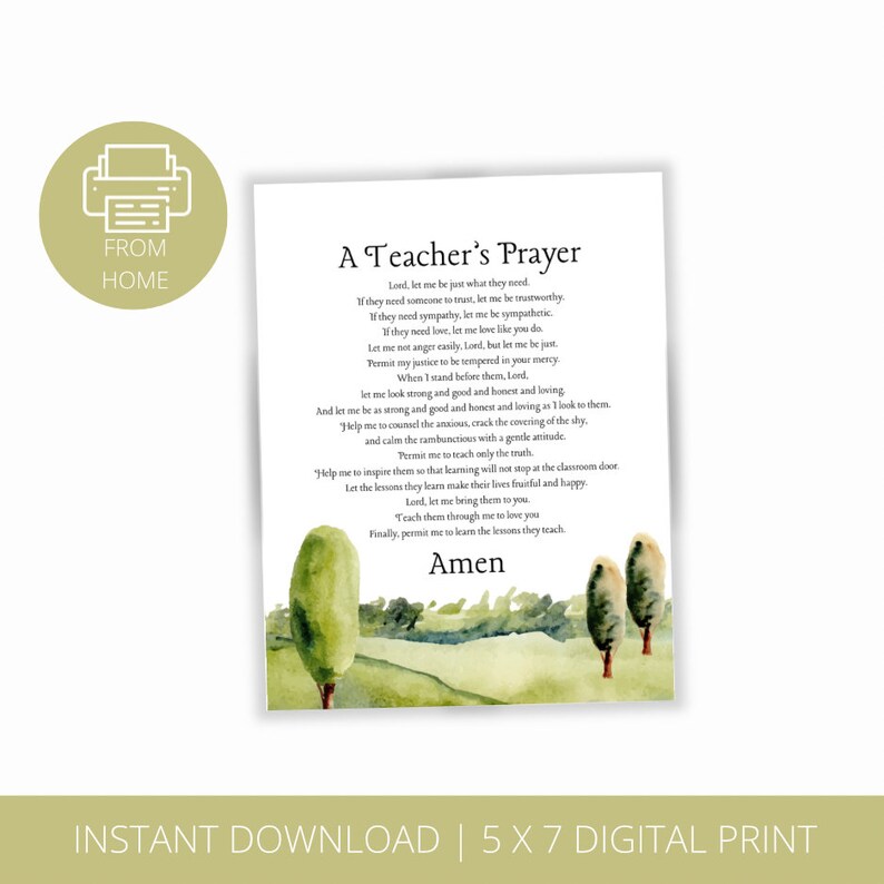 A Teacher’s Prayer Printable | Teacher Appreciation | Teacher Gift ...