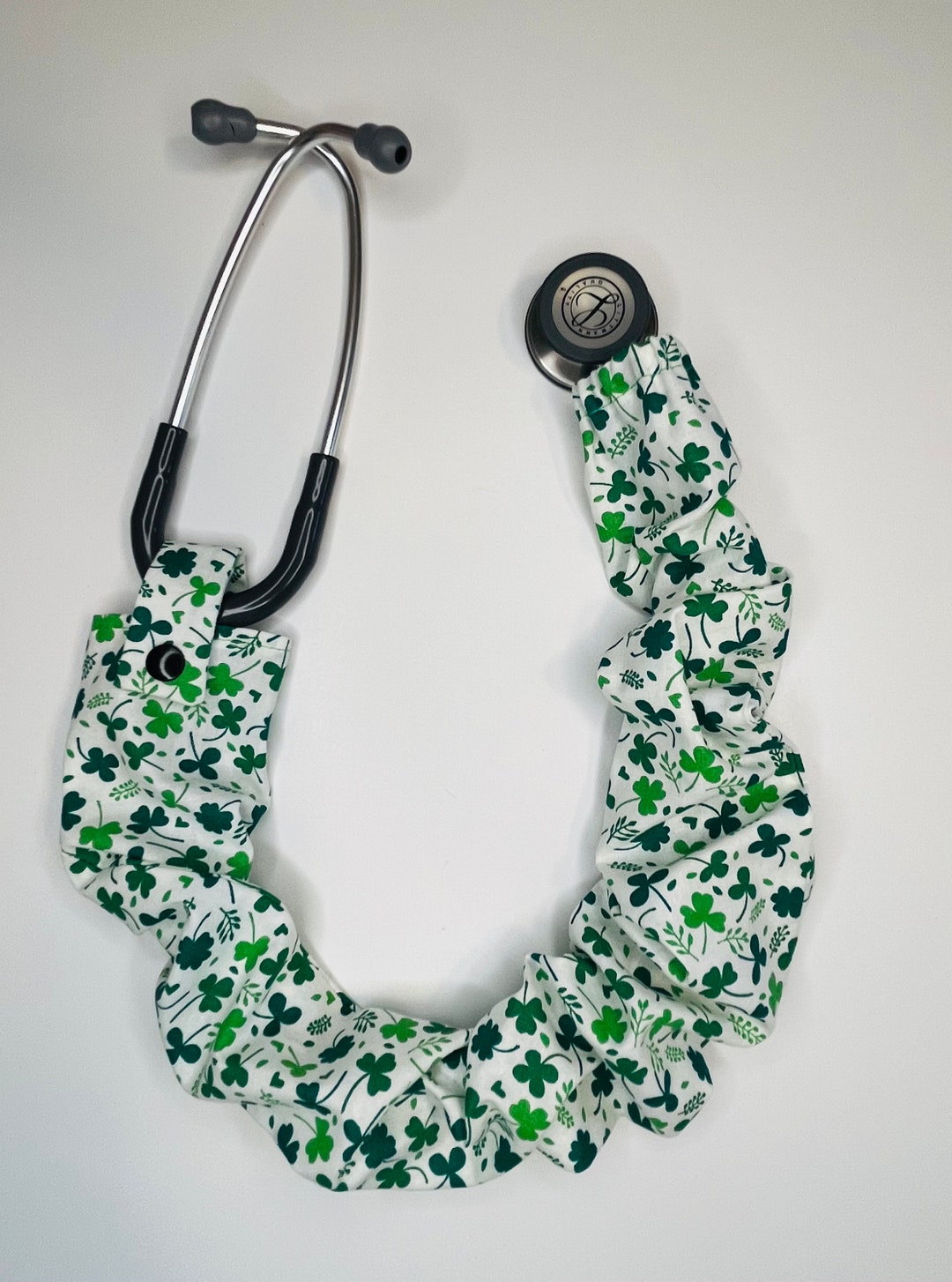 Lub Dub Labs Green Four Leaf Clover Shamrock Stethescope Scrunchie - Etsy