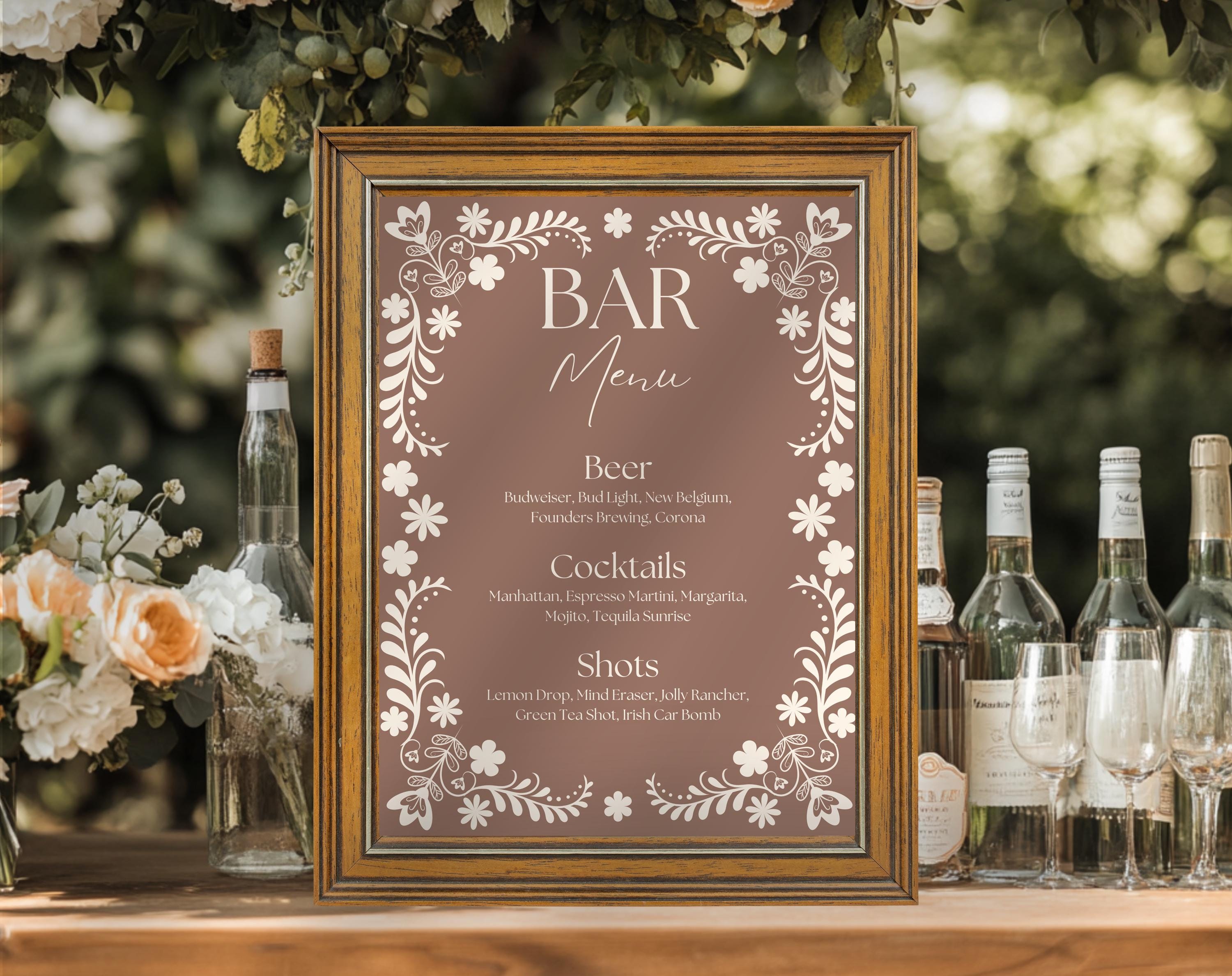 Talavera Birthday Bar Menu, Bar Menu Printable Sign, Editable Template ...