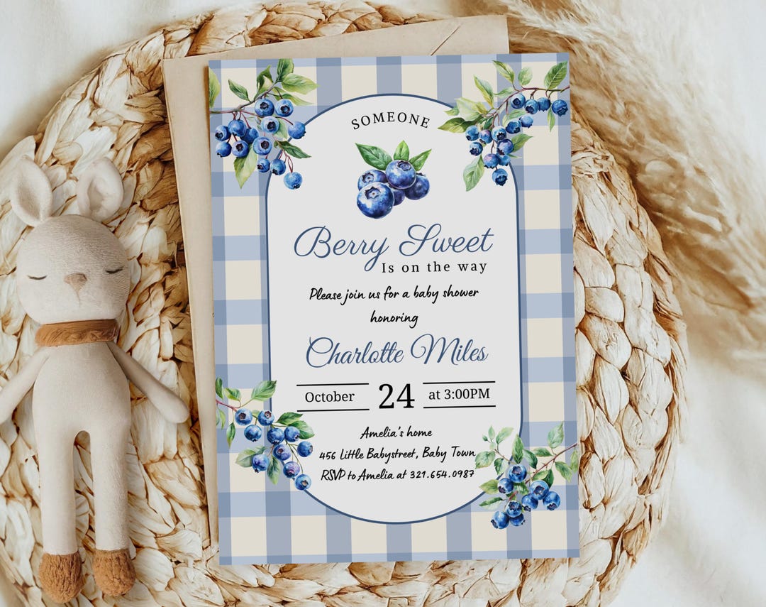 Blueberry Baby Shower Invitation, A Berry Sweet Baby is on the Way ...