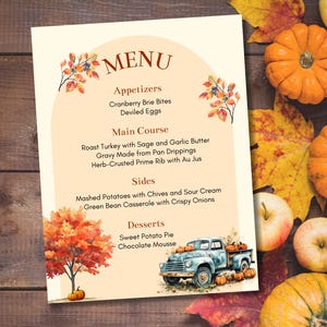 Thanksgiving Menu Card Template, Friendsgiving Menu Printable ...