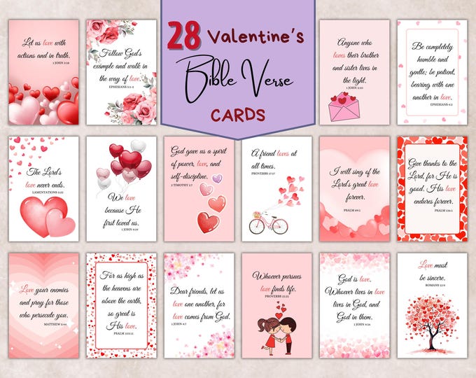 God's Love Bible Verse Note Cards | Printable Scripture Valentines ...