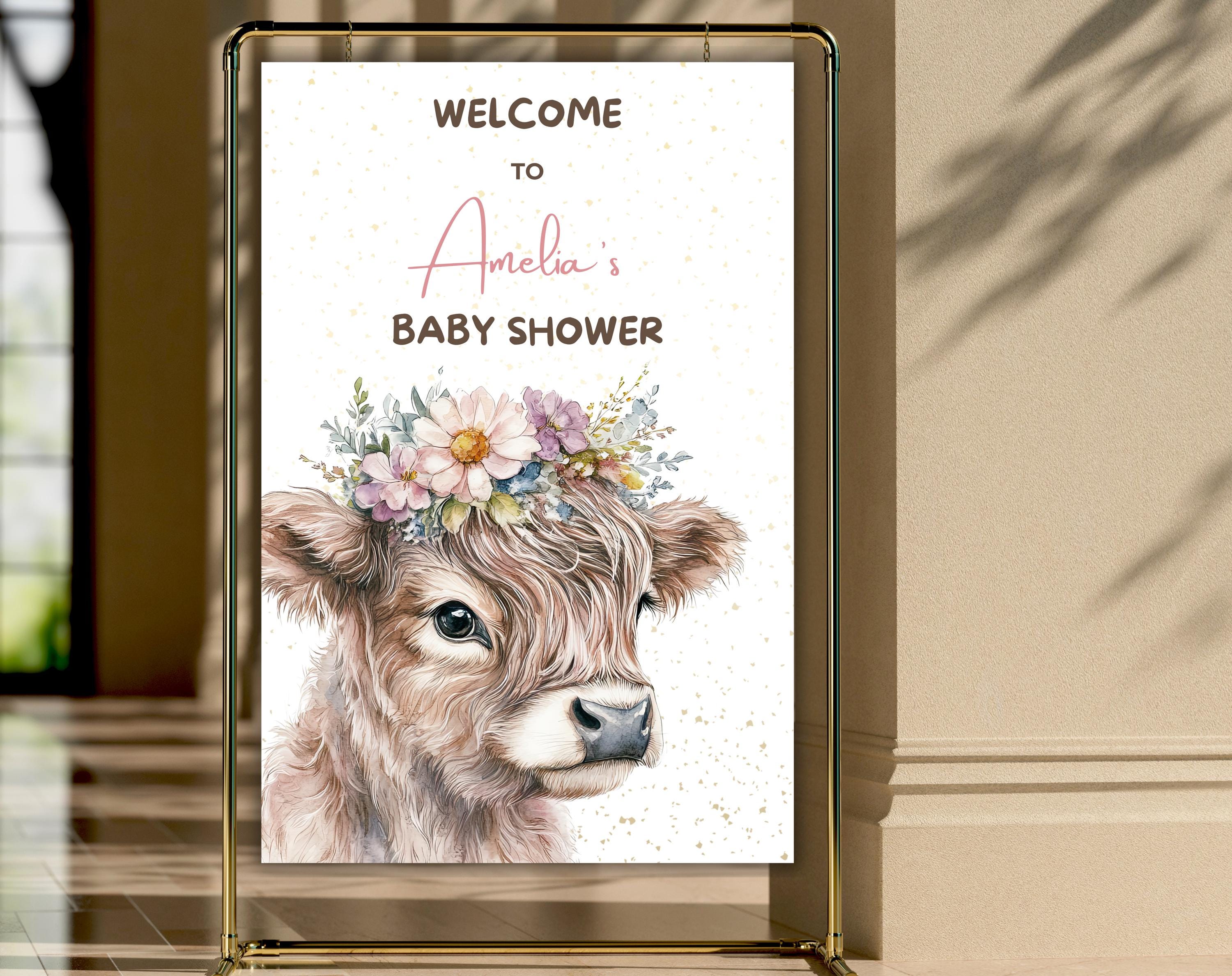 Highland Cow Baby Shower Welcome Sign, Highland Cow Boho Themed Baby ...