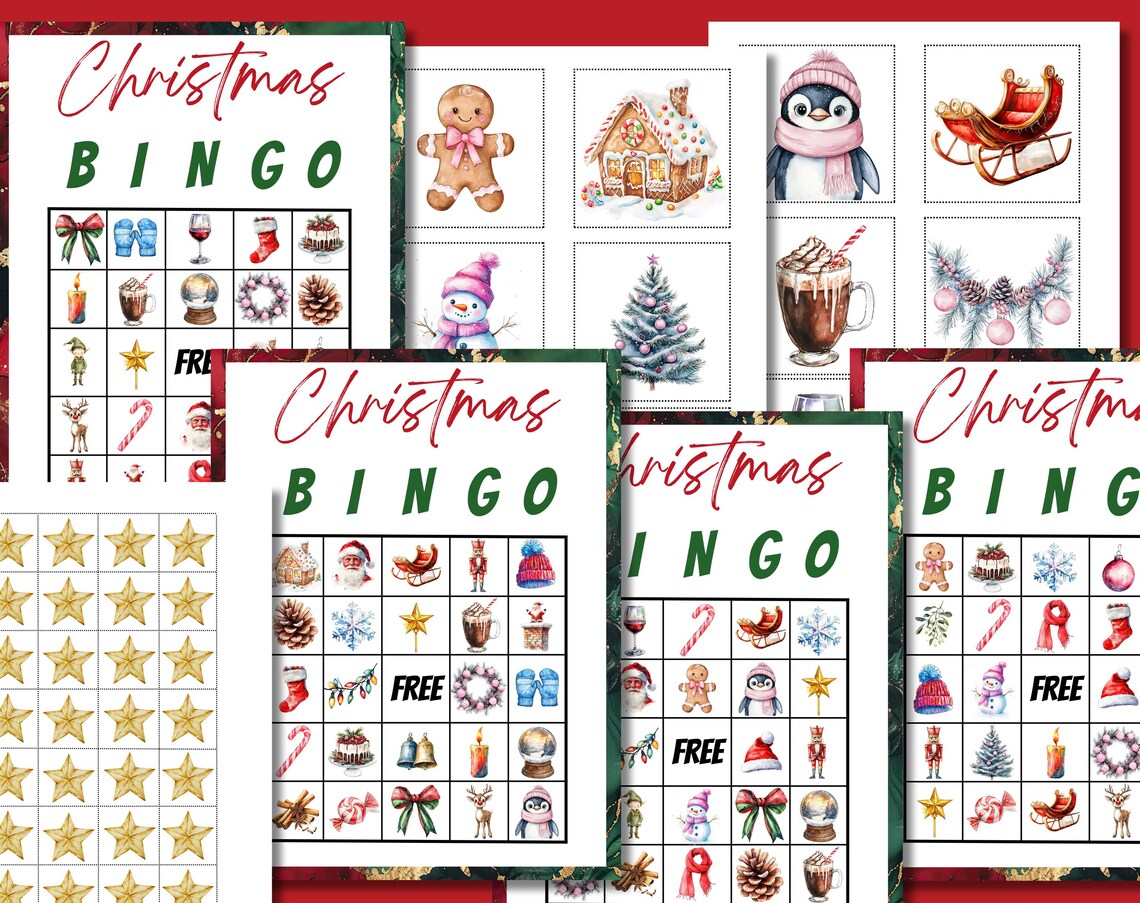 Christmas Bingo, 30 Unique Printable Game Bingo Cards, Christmas Party ...