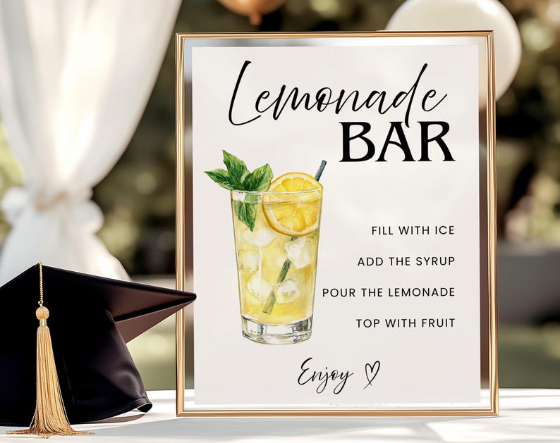 Graduation Lemonade Bar Sign, Wildflower Class of 2025 Grad Party Sign ...