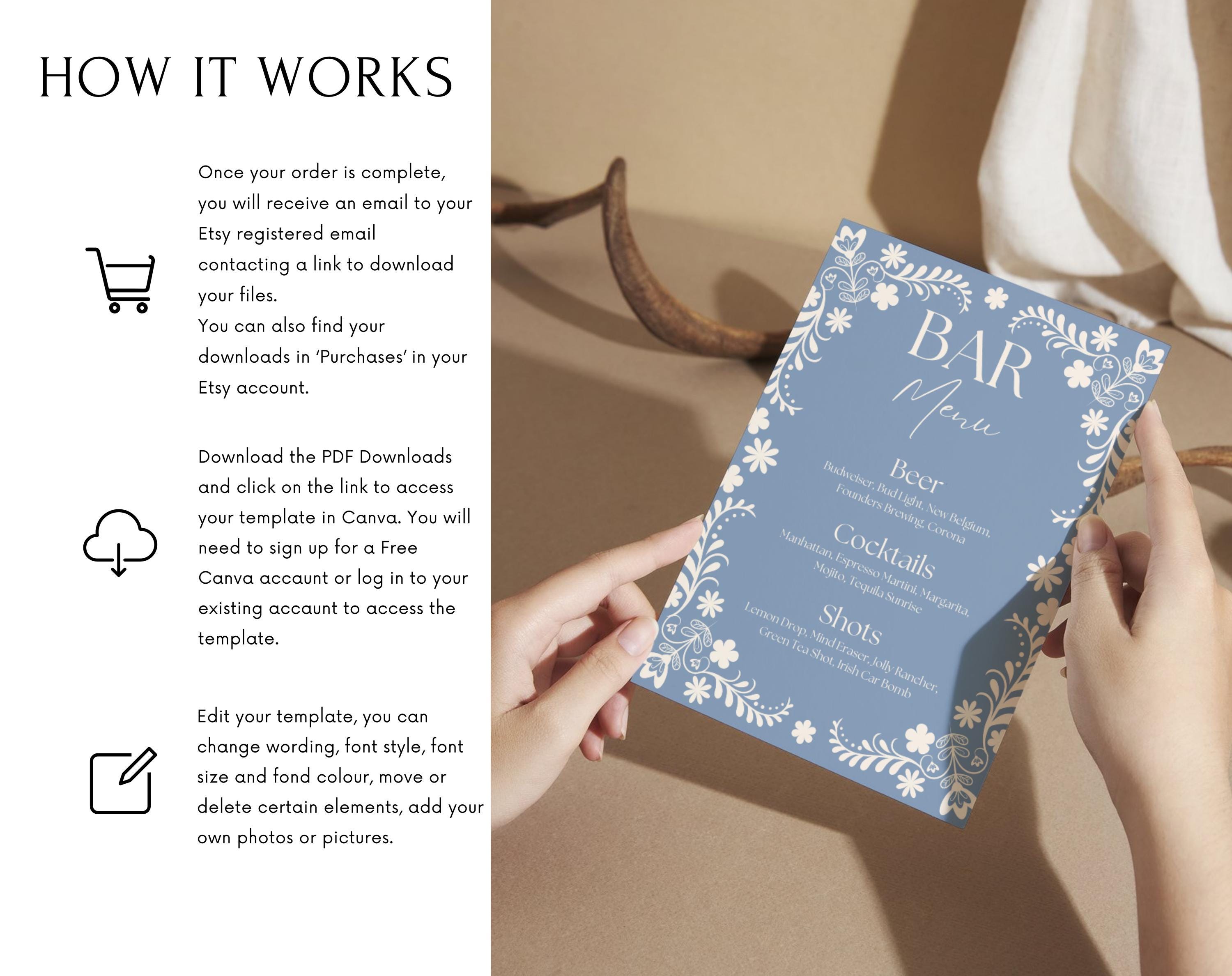 Talavera Birthday Bar Menu, Bar Menu Printable Sign, Editable Template ...