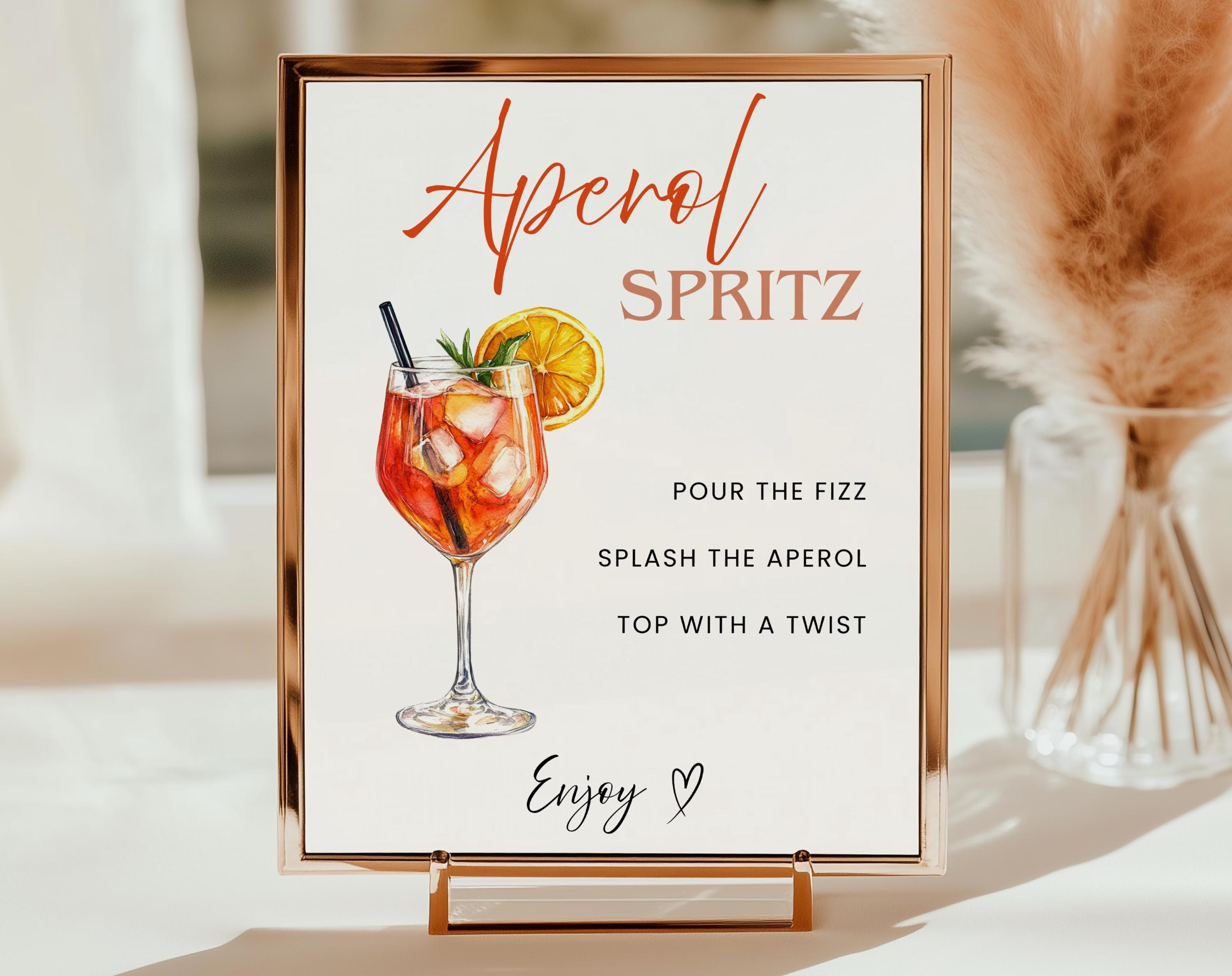 Aperol Spritz Bar Sign, Wedding Bar Sign, Graduation Cocktail Menu ...