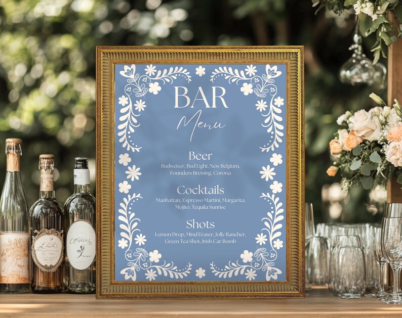 Talavera Birthday Bar Menu, Bar Menu Printable Sign, Editable Template ...