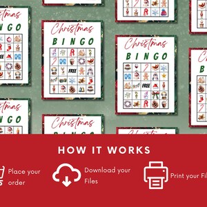 Christmas Bingo, 30 Unique Printable Game Bingo Cards, Christmas Party ...