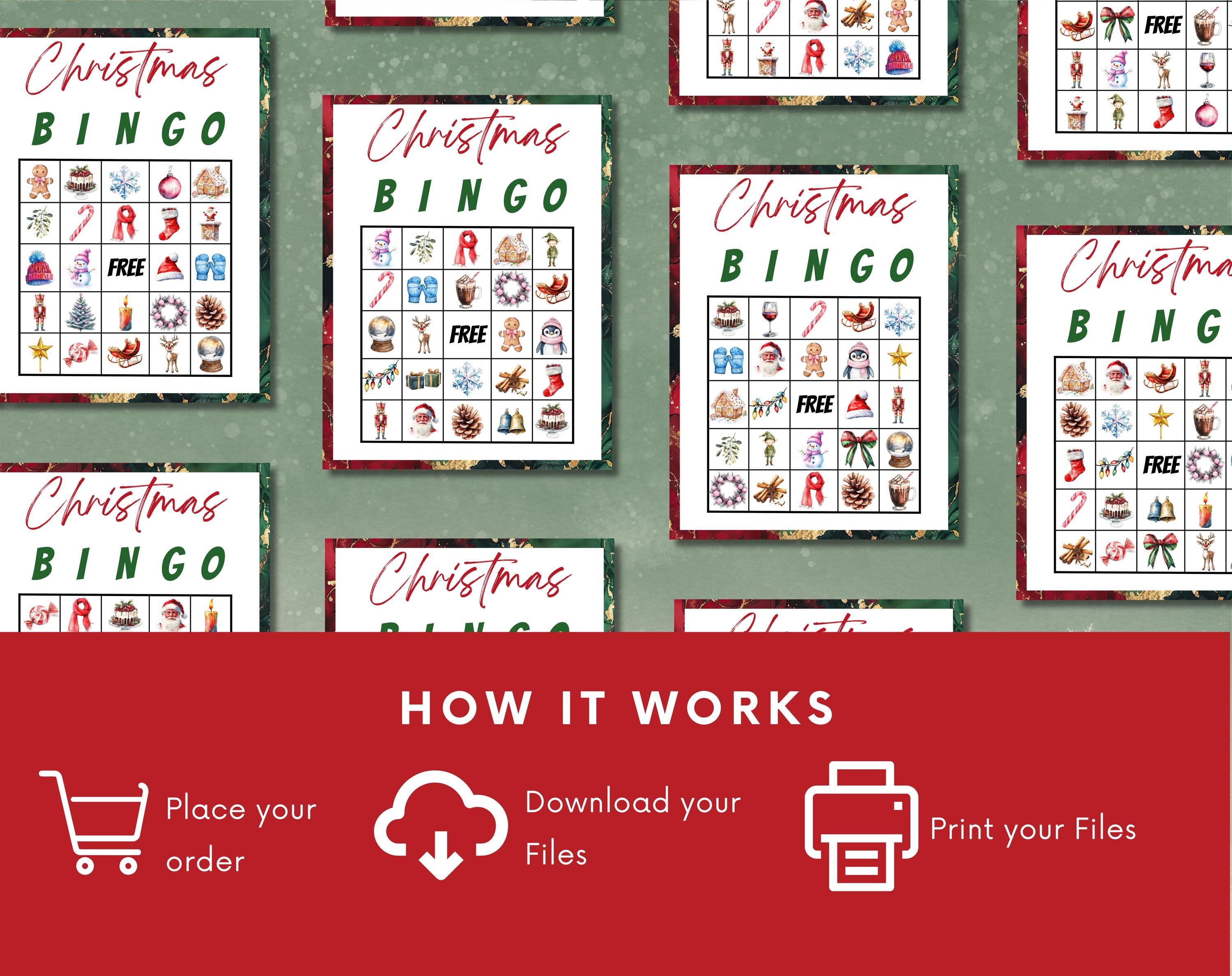Christmas Bingo, 30 Unique Printable Game Bingo Cards, Christmas Party ...