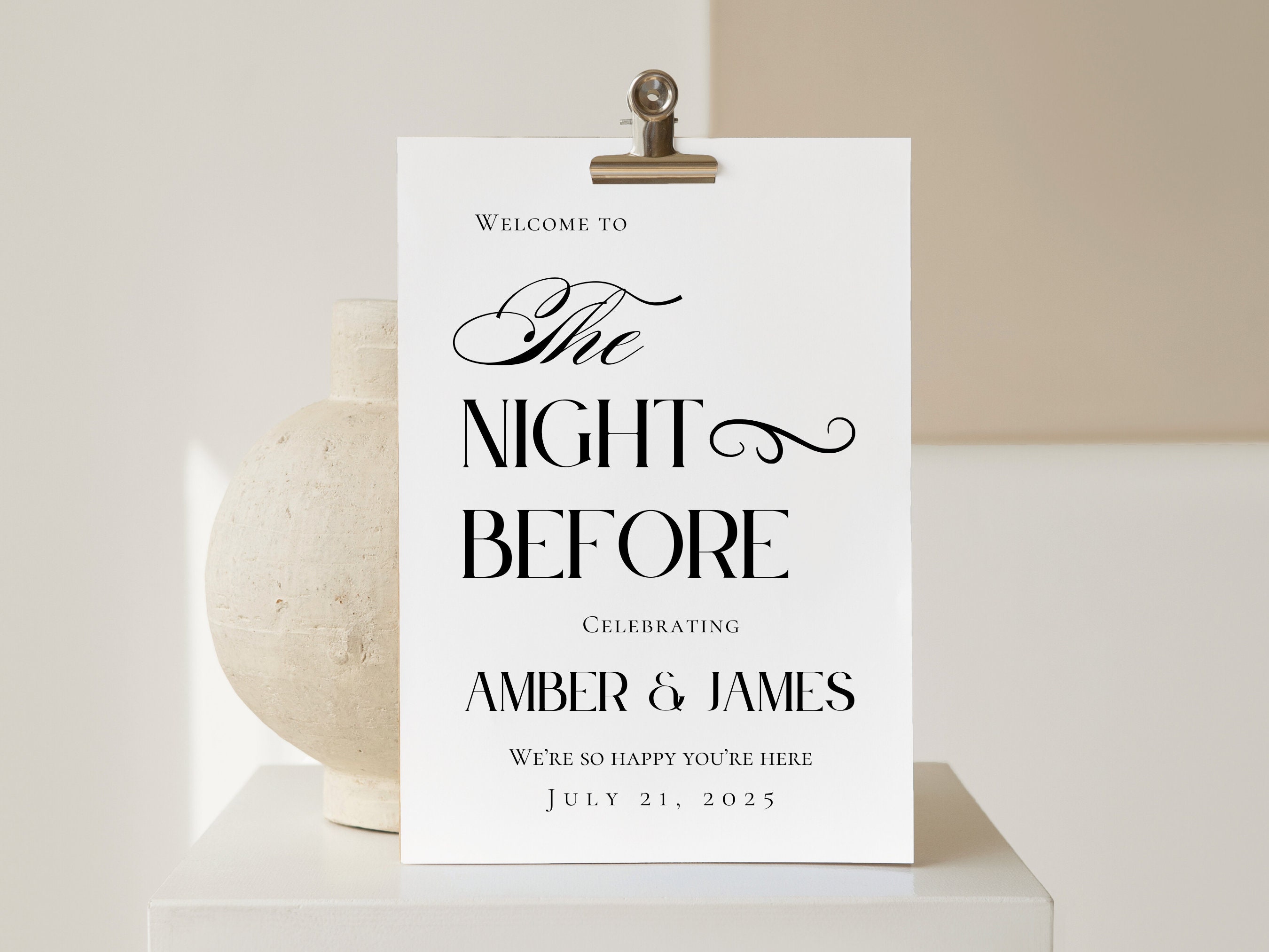 REHEARSAL DINNER SIGN | Modern, the Night Before Welcome Sign ...
