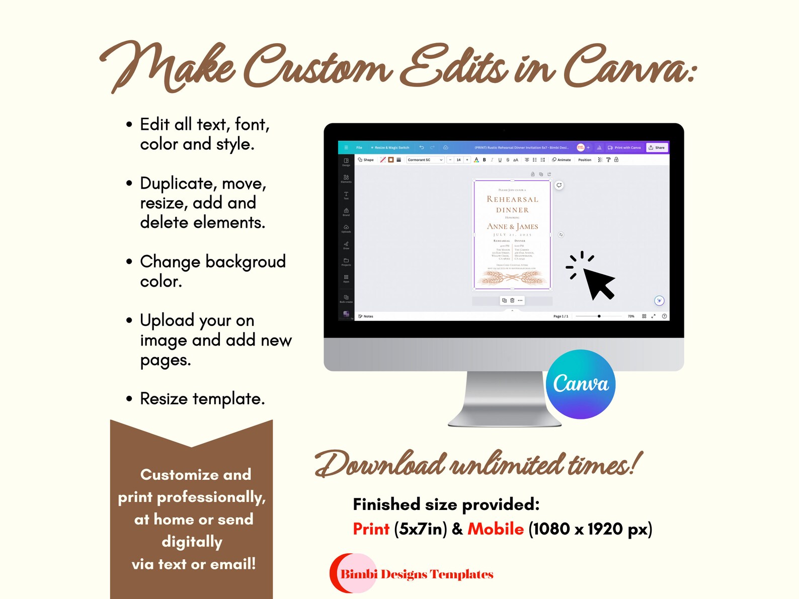 RUSTIC REHEARSAL DINNER Invitation Rustic Wedding Invitation Template ...