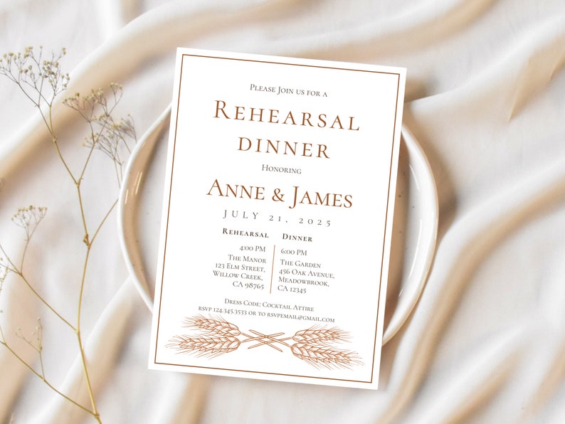 RUSTIC REHEARSAL DINNER Invitation Rustic Wedding Invitation Template ...