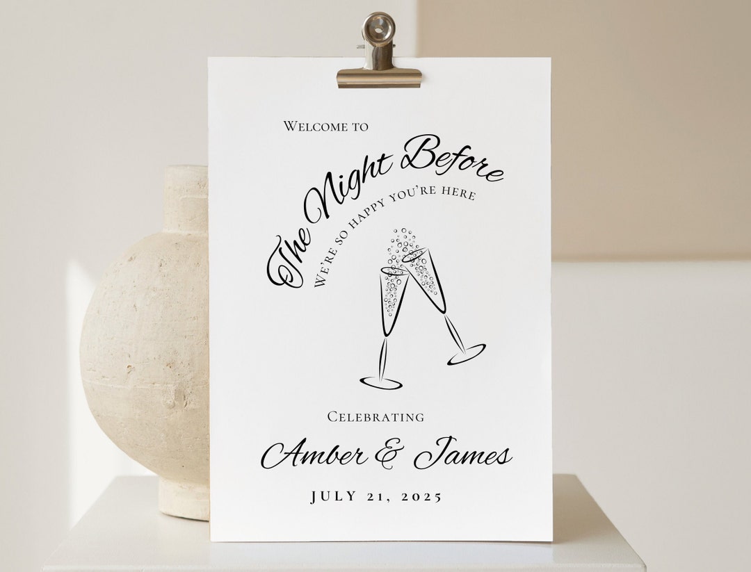 REHEARSAL DINNER SIGN | the Night Before Welcome Sign | Rehearsal ...