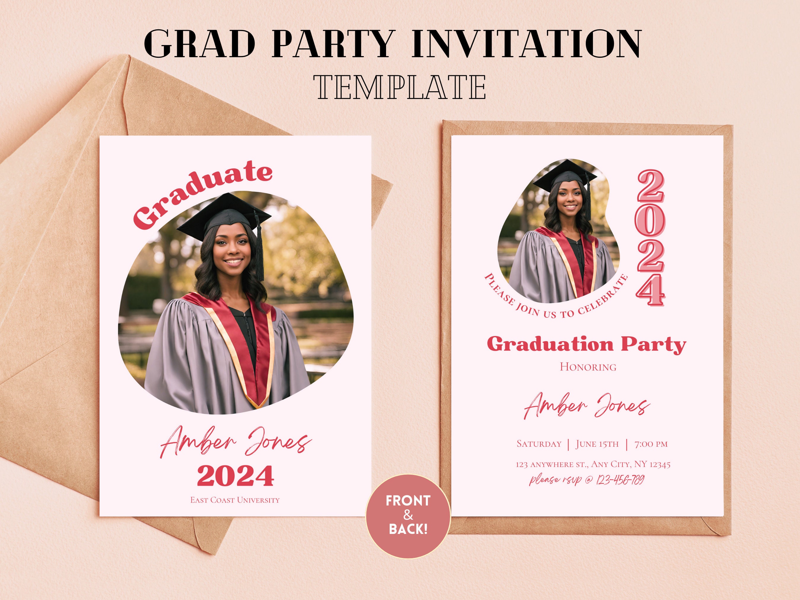 GRADUATION INVITATION TEMPLATE | Congrats Grad, Graduation Invites ...