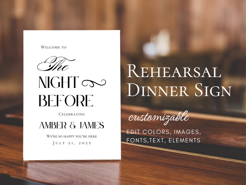 REHEARSAL DINNER SIGN | Modern, the Night Before Welcome Sign ...