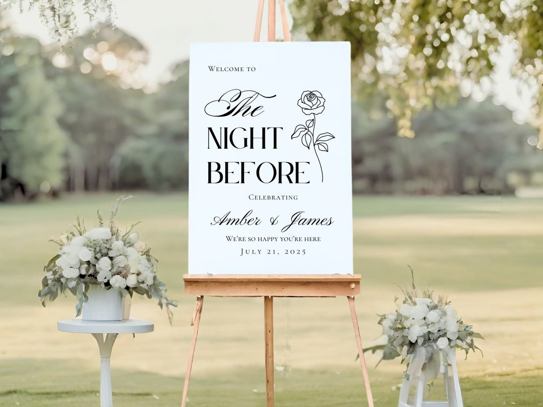REHEARSAL DINNER SIGN | Minima, the Night Before Welcome Sign ...